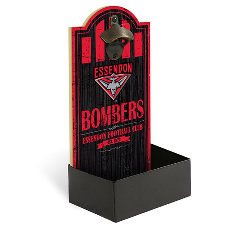 Essendon Bombers AFL Wall Bottle Opener Sign with Catcher
