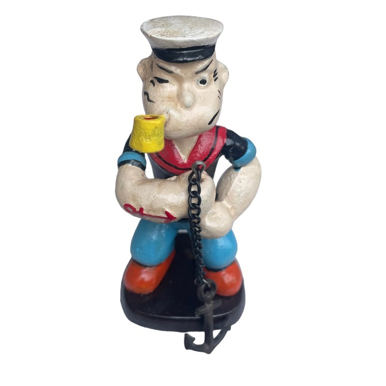 Cast Iron Popeye the Sailor Man with Ships Anchor Model 15cm ...